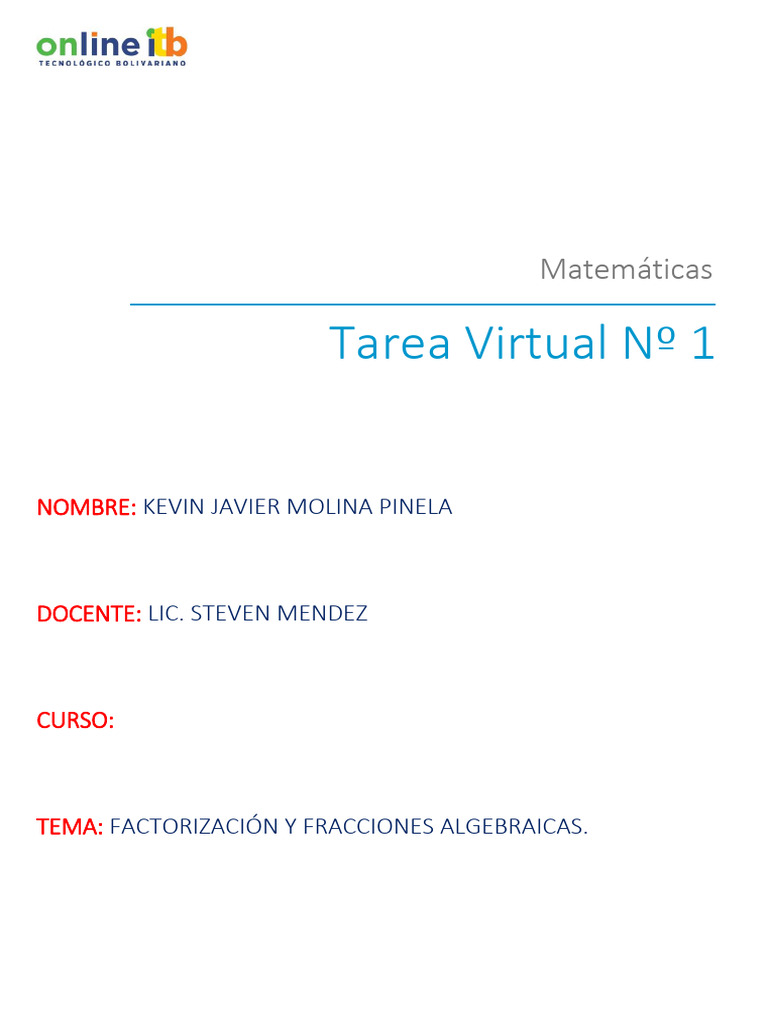 Factorización y Fracciones Algebraicas. | PDF | Factorización | Matemática Elemental