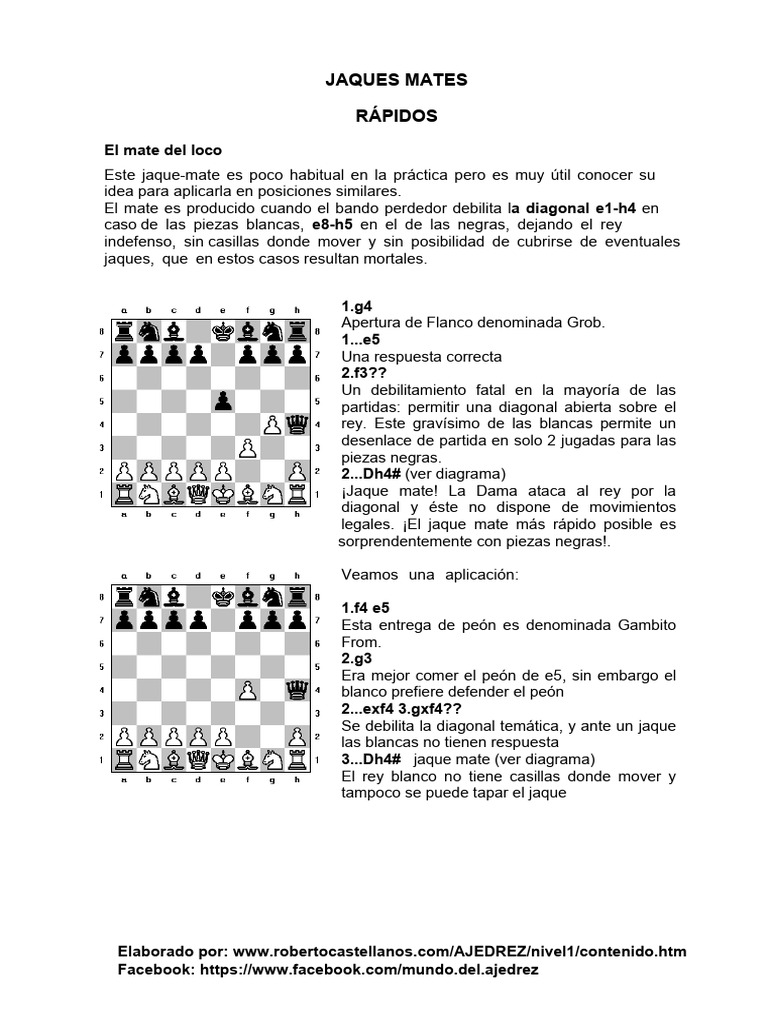 Mate del tubo en ajedrez | PDF | Aperturas de ajedrez | Juegos de mesa