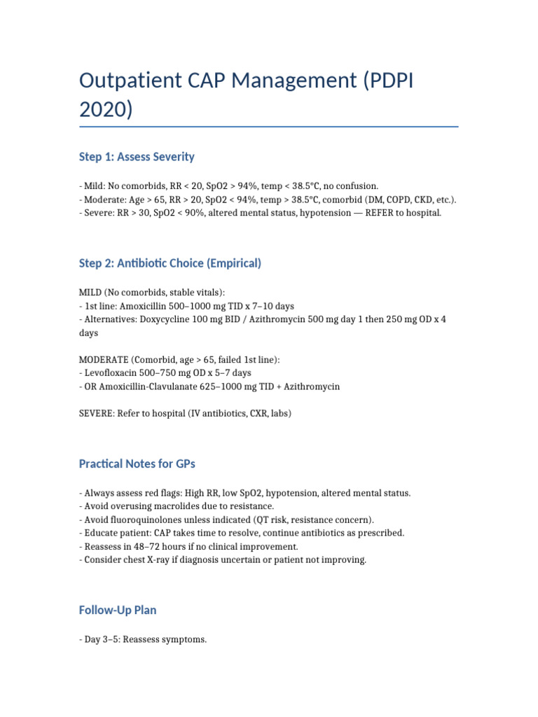 Outpatient CAP Management PDPI GP | PDF