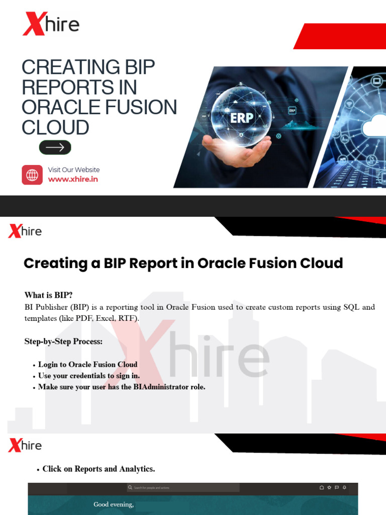BIP Reports in Oracle Cloud | PDF