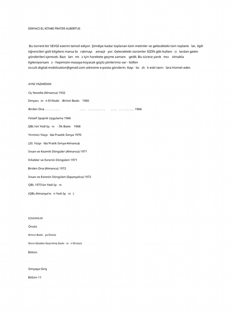 Frater Albertus - Simyacının El Kitabı | PDF