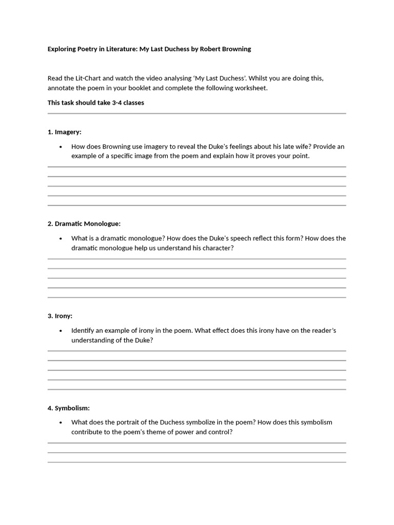 Analyzing Browning's My Last Duchess | PDF