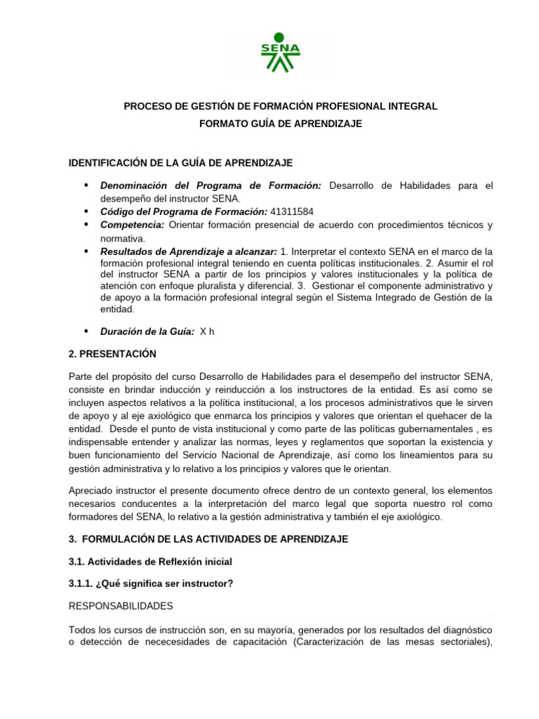 Guía de Aprendizaje No. 1. Inst, Axiol, Adtivo. | PDF | Aprendizaje ...