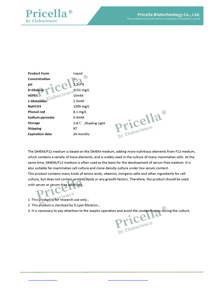 DMEM/F12, With HEPES: Background | PDF
