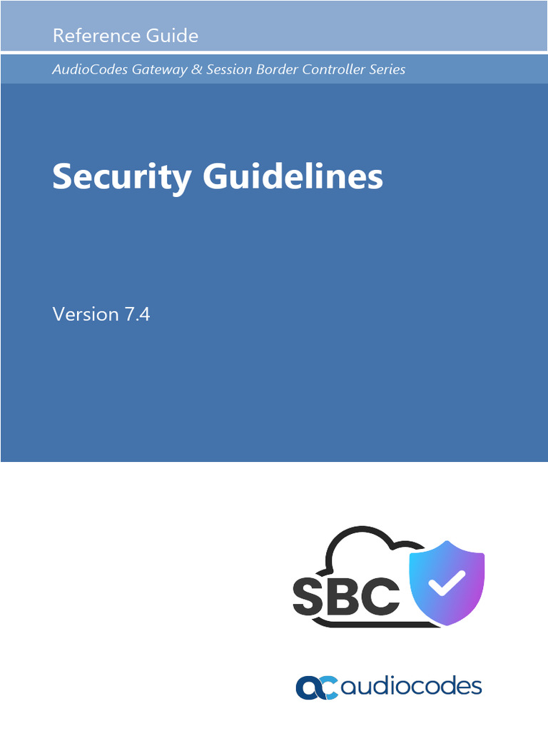 SBC Gateway Recommended Security Guidelines Ver 74 | PDF | Secure Shell ...