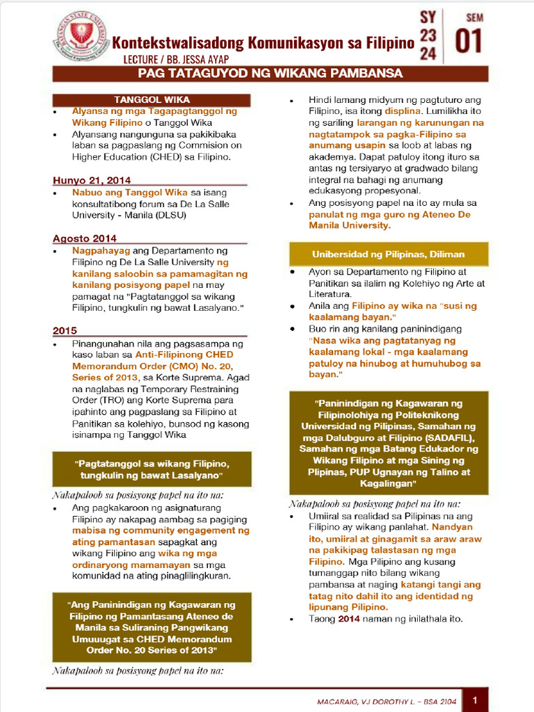 Kontekstwalisadong Komunikasyon Sa Filipino | PDF