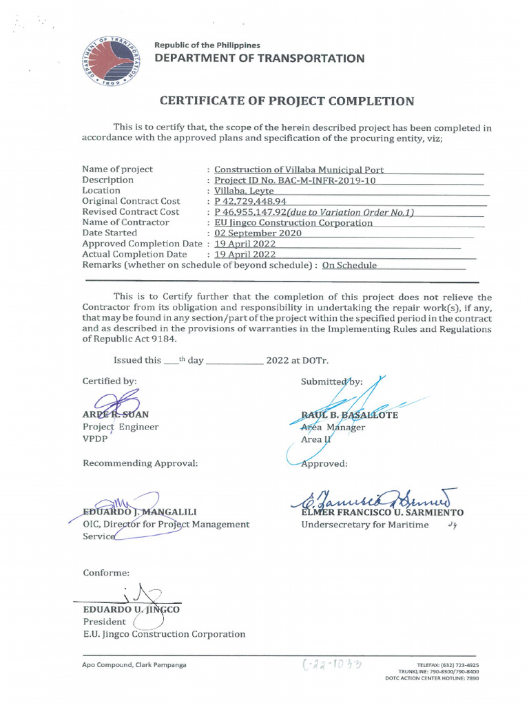 Villaba Completion, PTR, Turnover | PDF