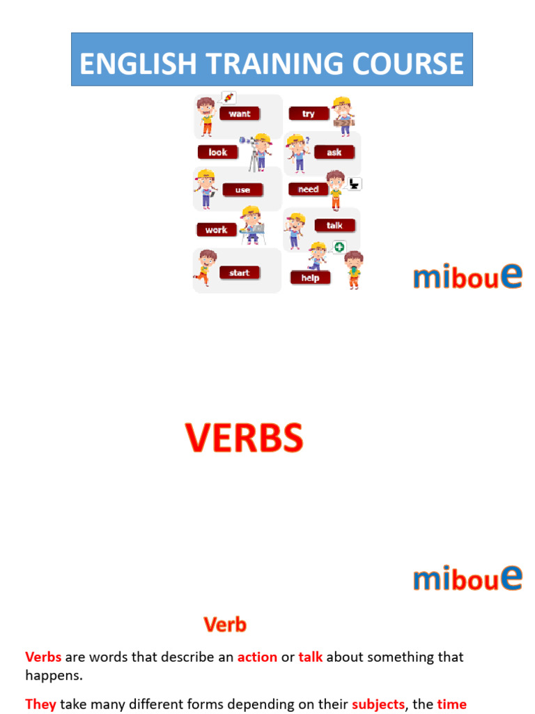 English Training Course - Month 2 Verbs | PDF | Verb | Subject (Grammar)