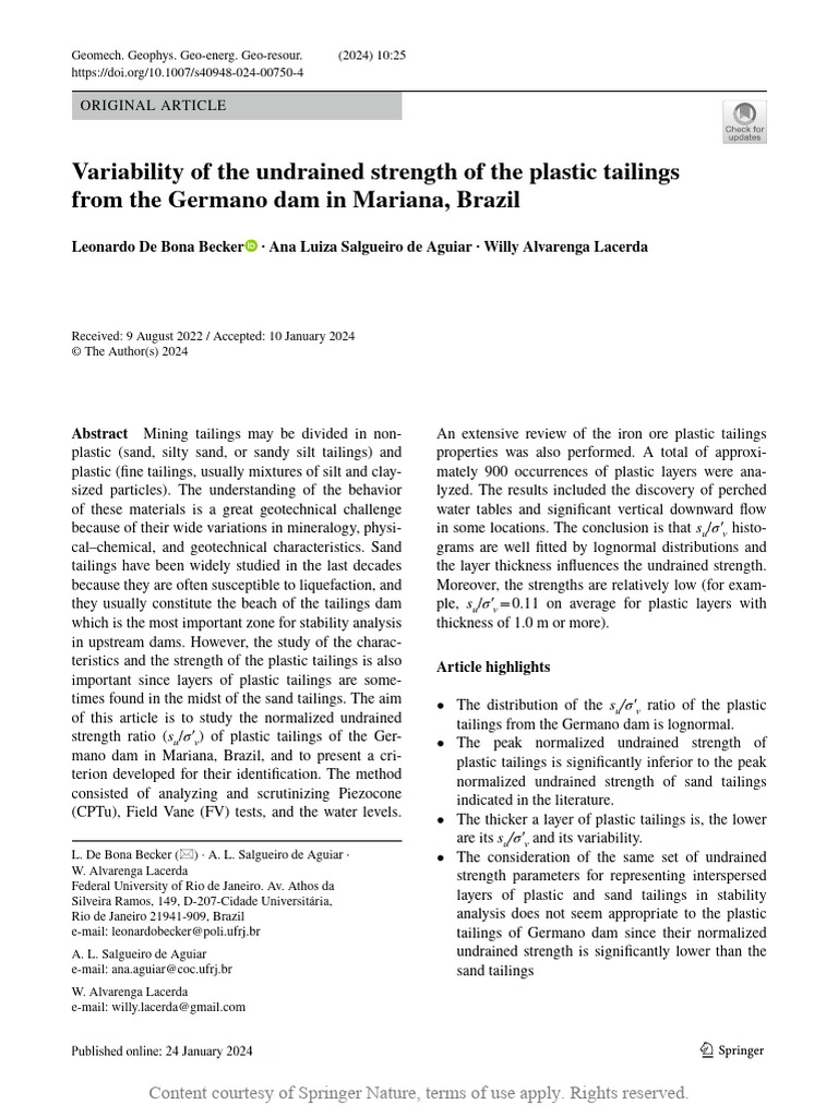 Variability of The Undrained Strength of The Plast | PDF | Clay | Silt