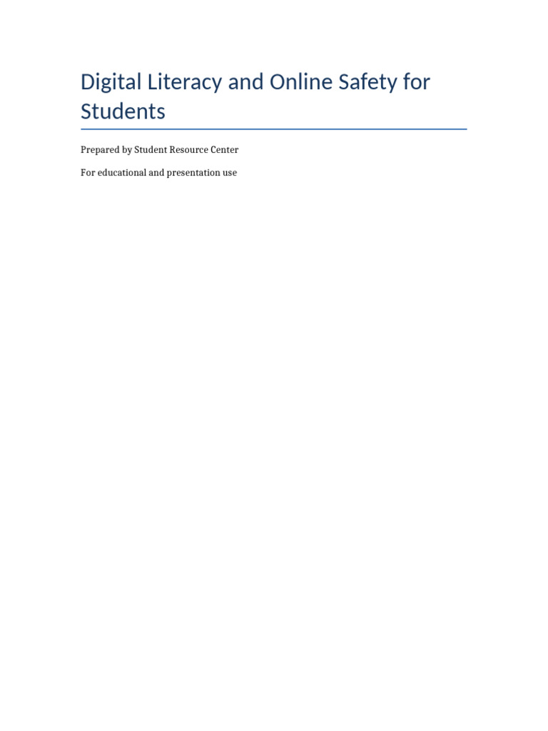 Digital Literacy & Online Safety Guide | PDF