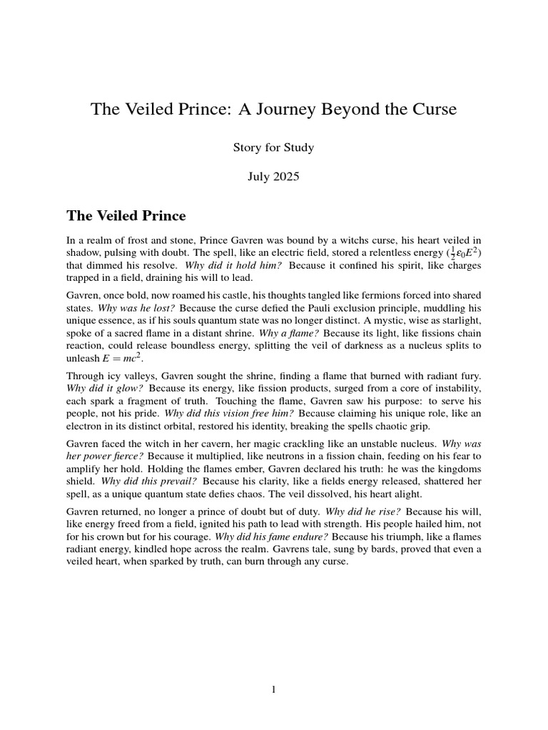 The Veiled Prince - A Journey Beyond The Curse | PDF