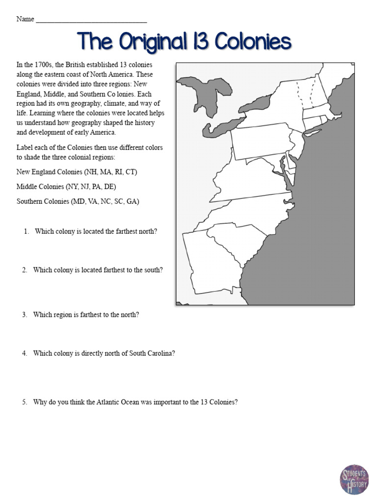 1660f8 E4a0 c283 Bc75 85c2cc876f7c 13 Colonies Map Worksheet | PDF