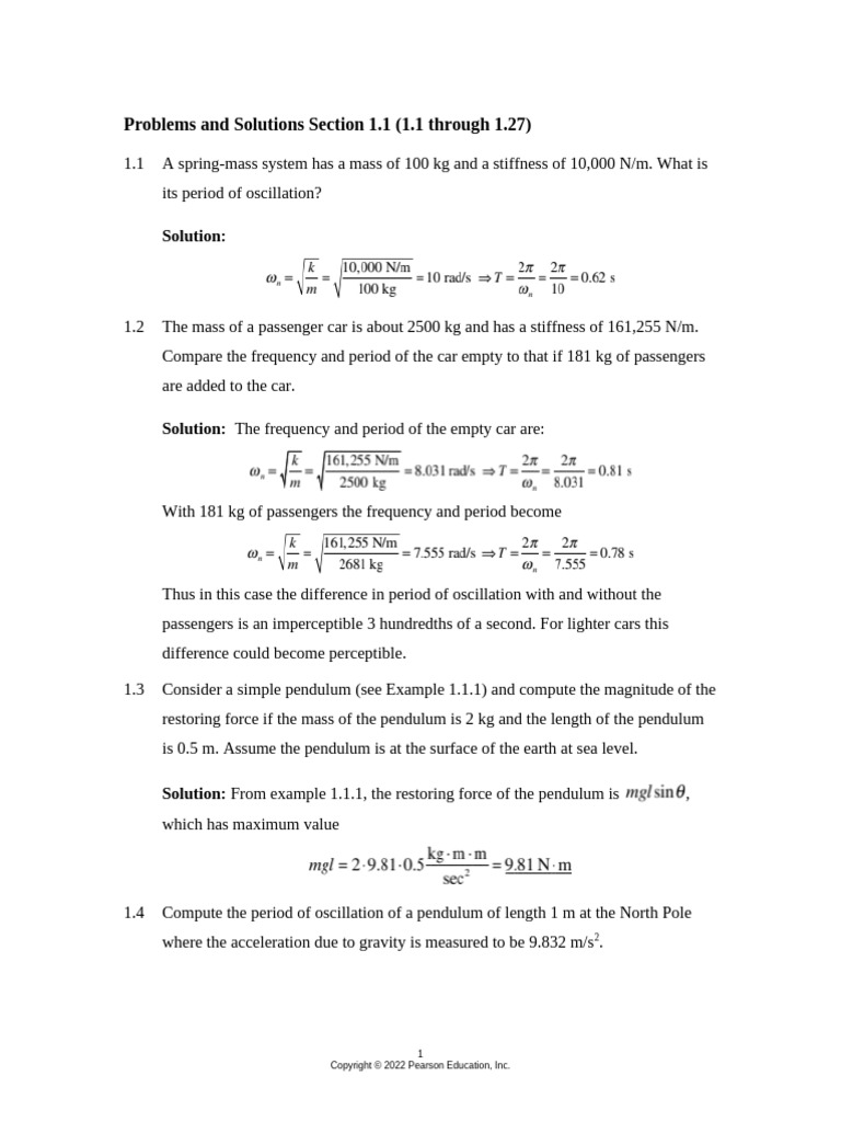 SolSec1pt1 Ed5 | PDF | Pendulum | Oscillation
