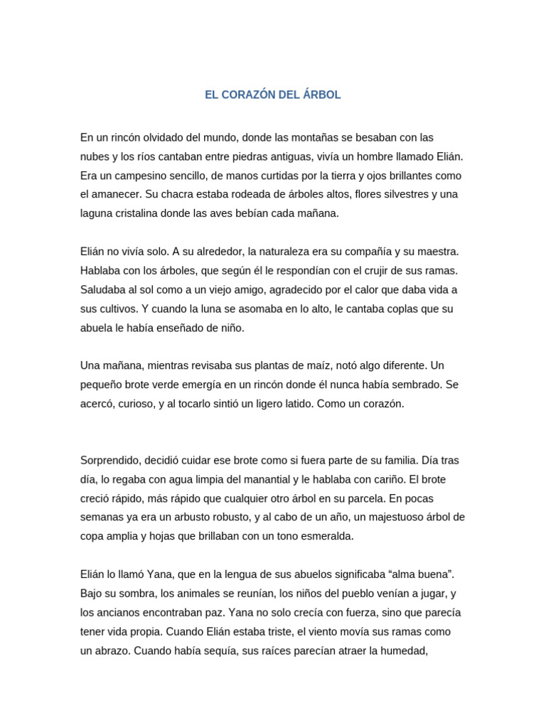 El - Corazon - Del - Arbol CUENTO INVENTADO | PDF | Arboles