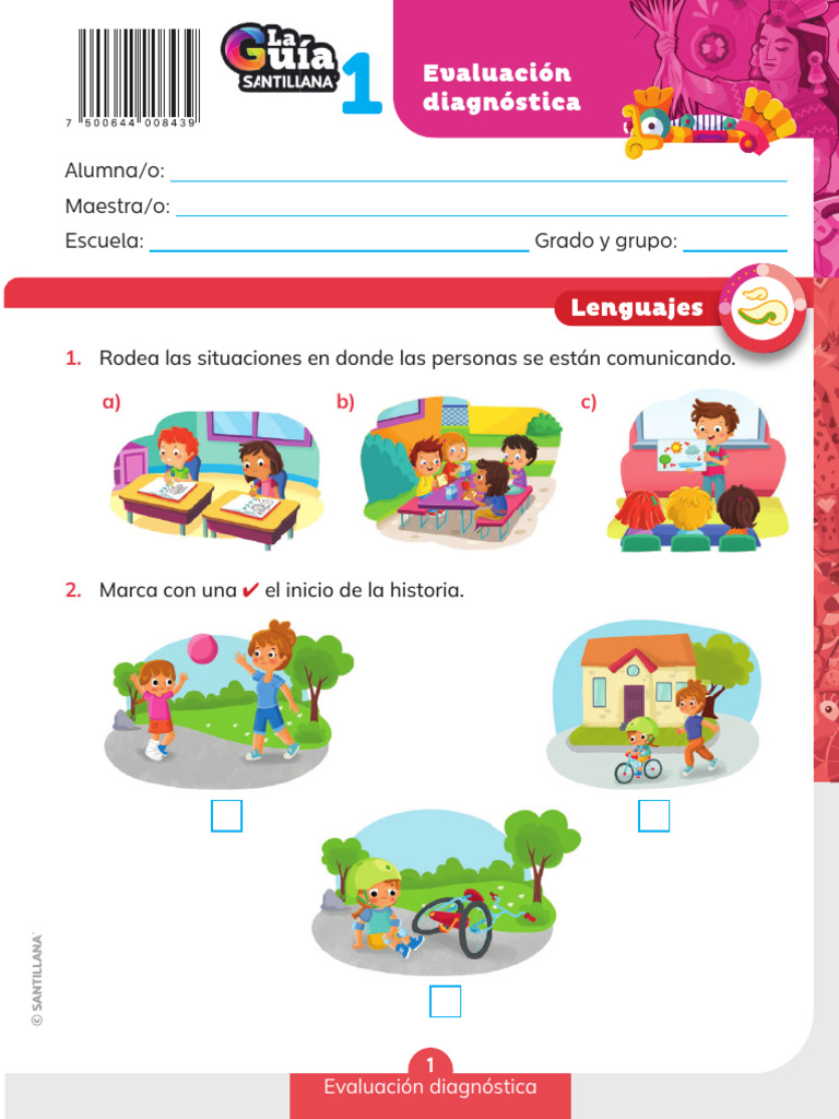 Evaluacion Diagnostica 1° Primer Grado Santillana 2024-2025 | PDF