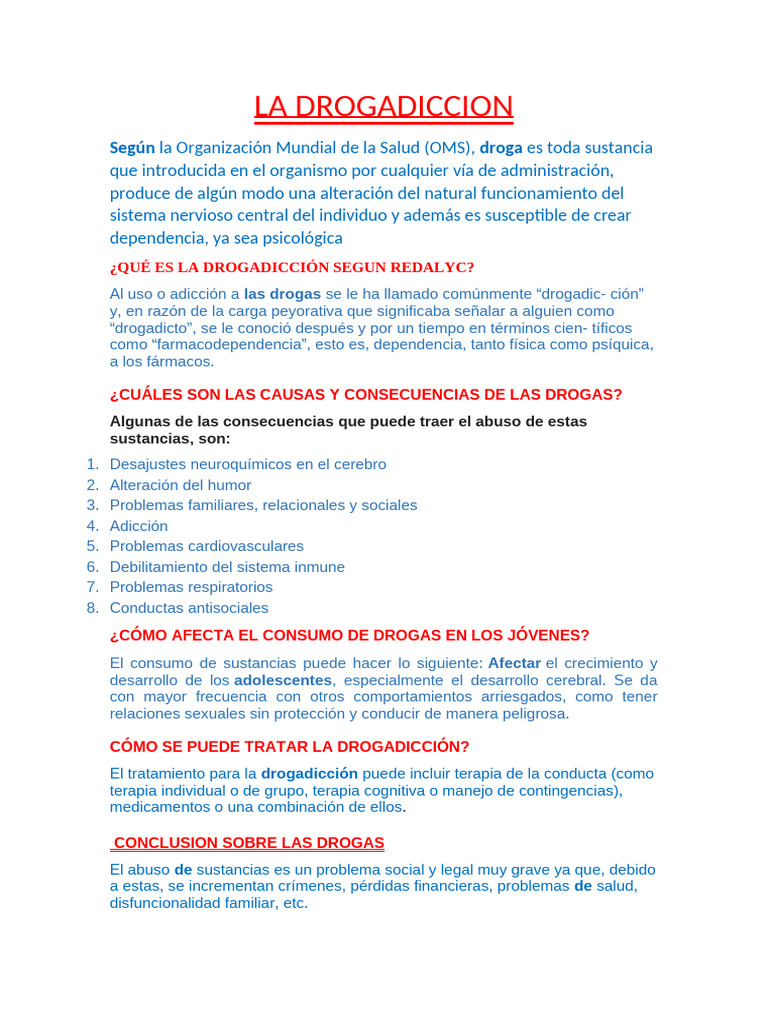 La Drogadiccion | PDF
