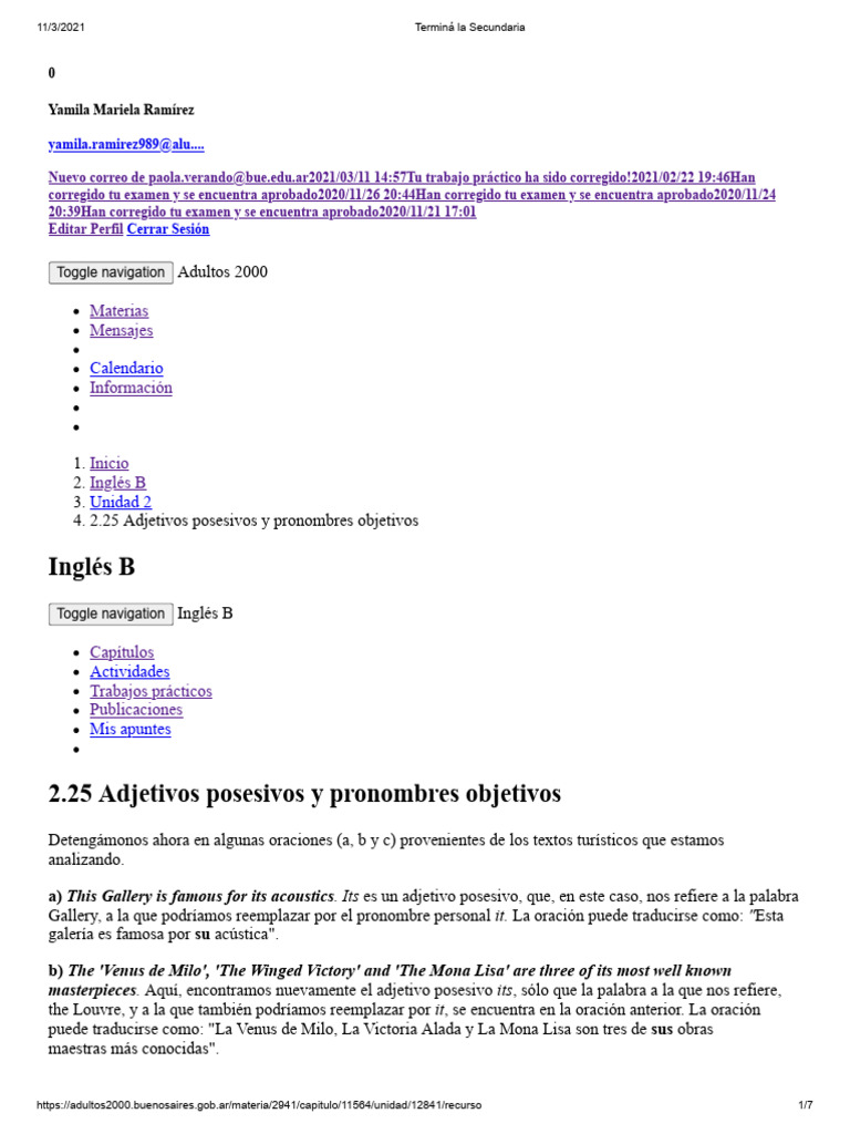 2.25 Adjetivos Posesivos y Pronombres Objetivos | PDF | Pronombre ...