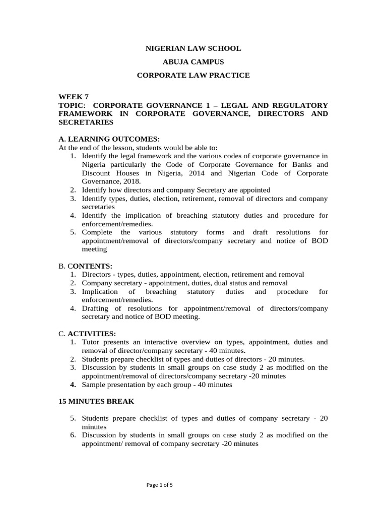 Corporate Governance, Directors, Secretary, Pre-Class, 2025 | PDF ...