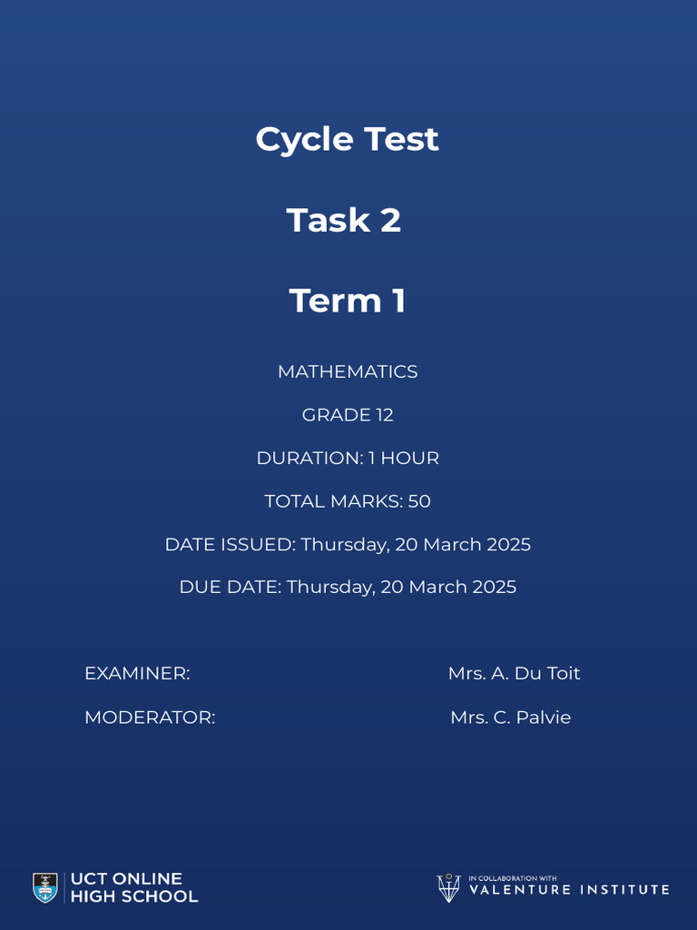 Grade 12 Mathematics Cycle Test 2025 | PDF | Circle | Geometry
