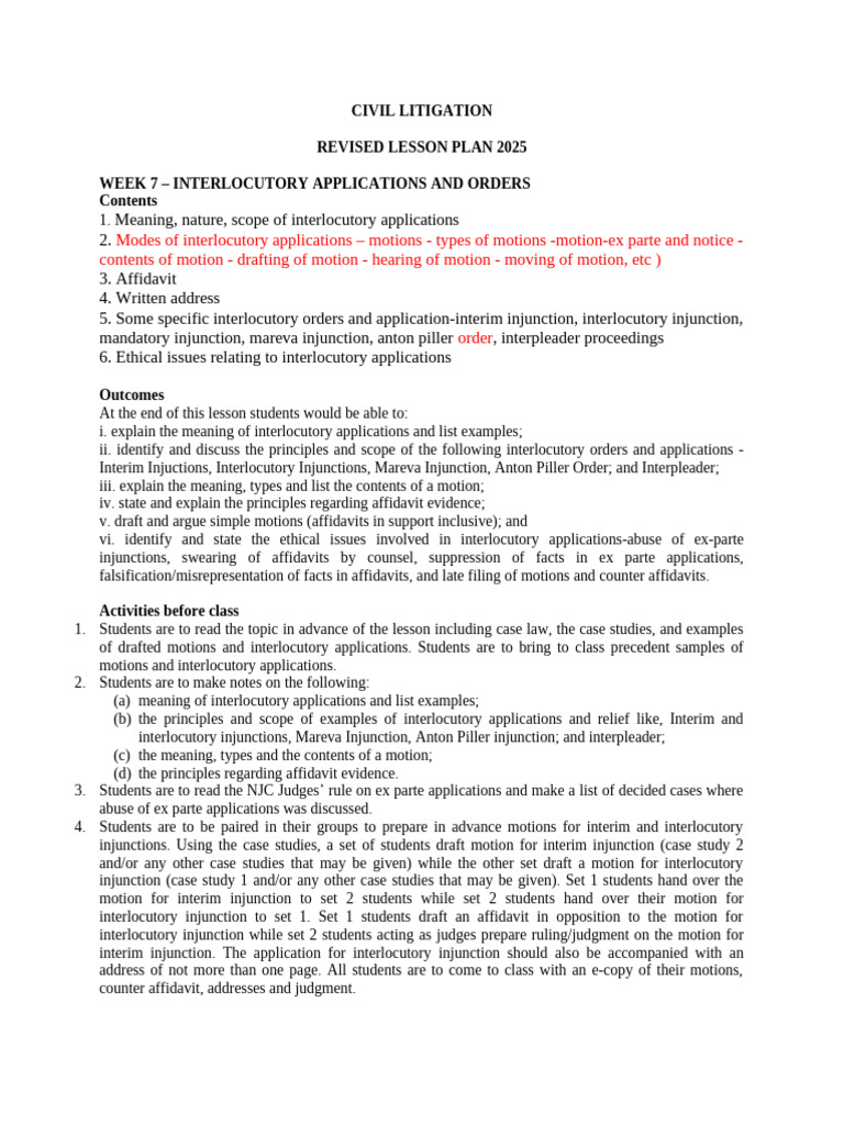 Interlocutory Applications in Civil Litigation | PDF | Lawsuit | Affidavit