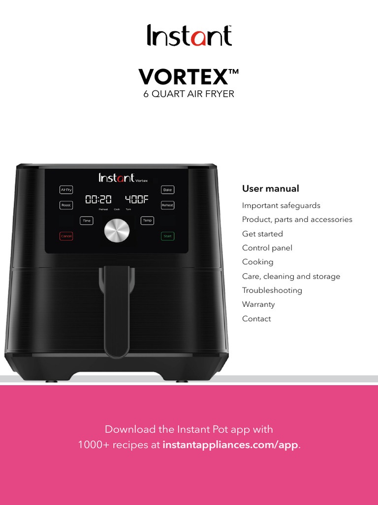 Vortex 6 Quart CAN English Full Manua | PDF | Food And Drink ...