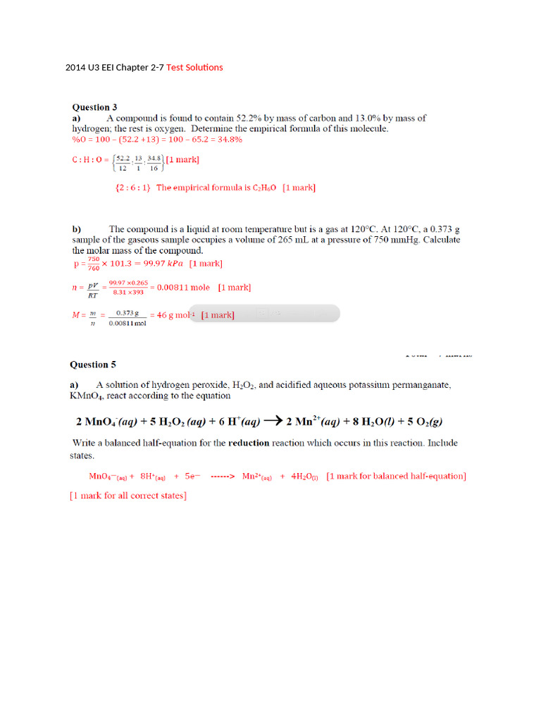 2014 U3 EEI Chapter 2-7 Test Solutions | PDF