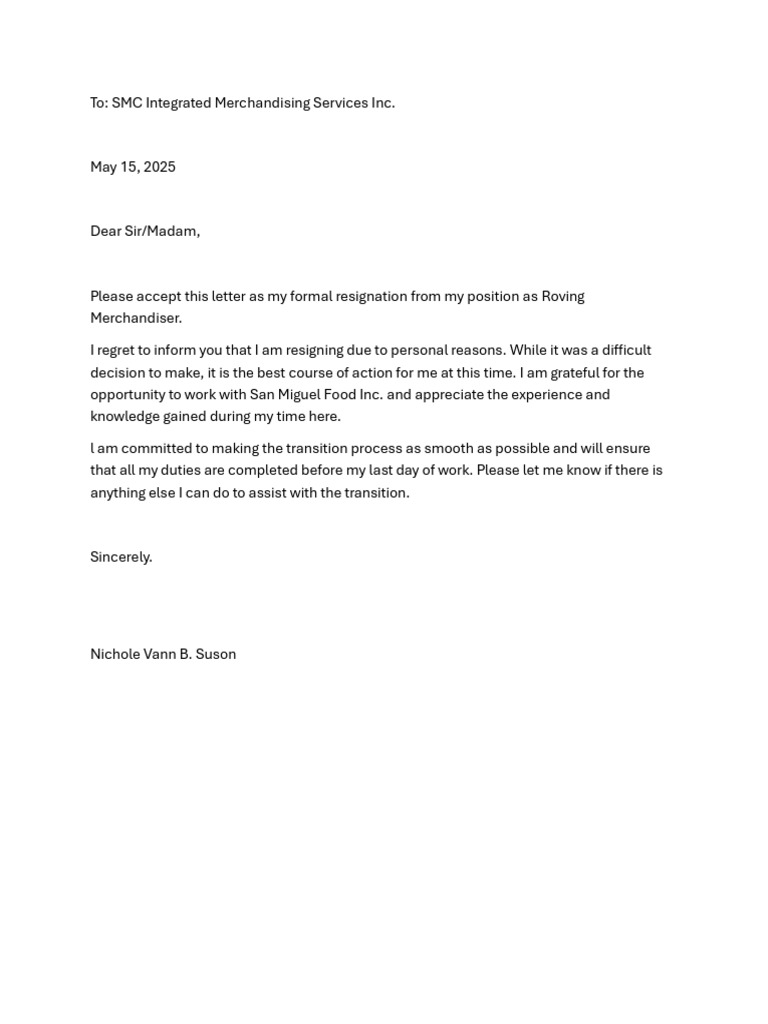 Resignation | PDF