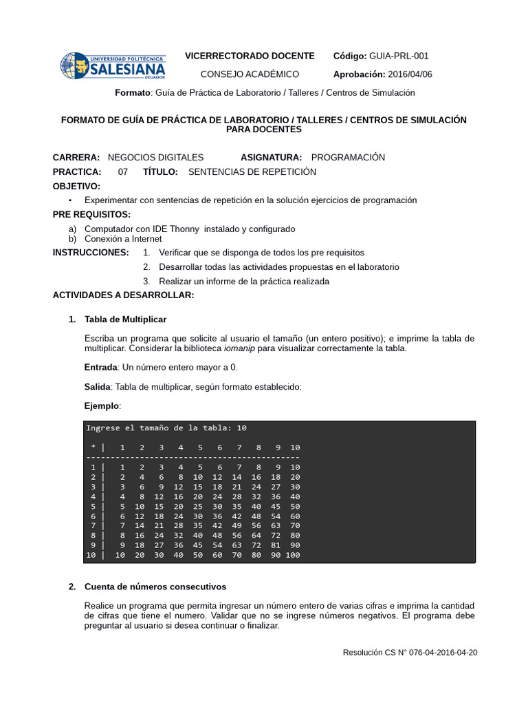 Guía de Prácticas de Programación | PDF | Simulación