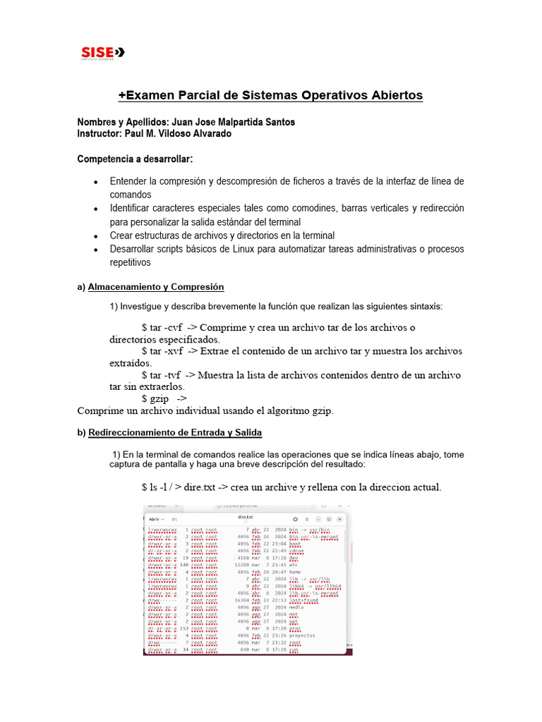 Examen | PDF | Interfaz de línea de comando | Archivo de computadora
