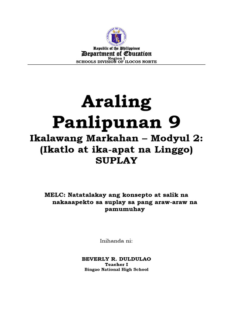 AP Grade 9 Module 2 Week 3 4 q2 | PDF