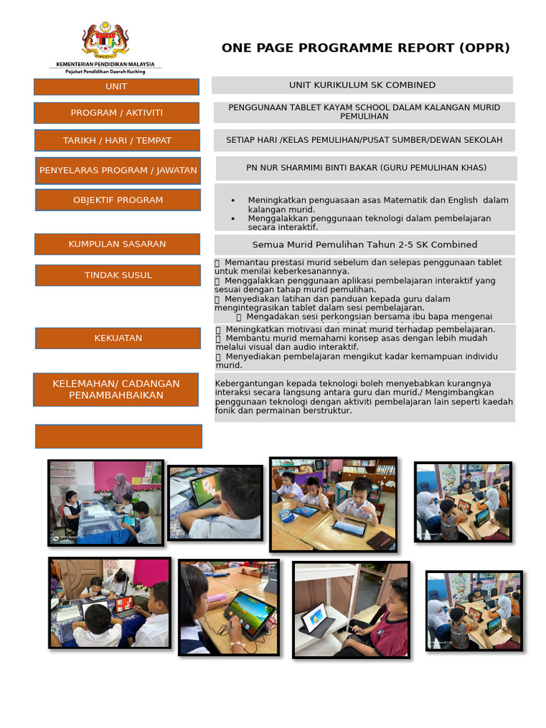 Oppr Penggunaan Tablet Kayam School | PDF