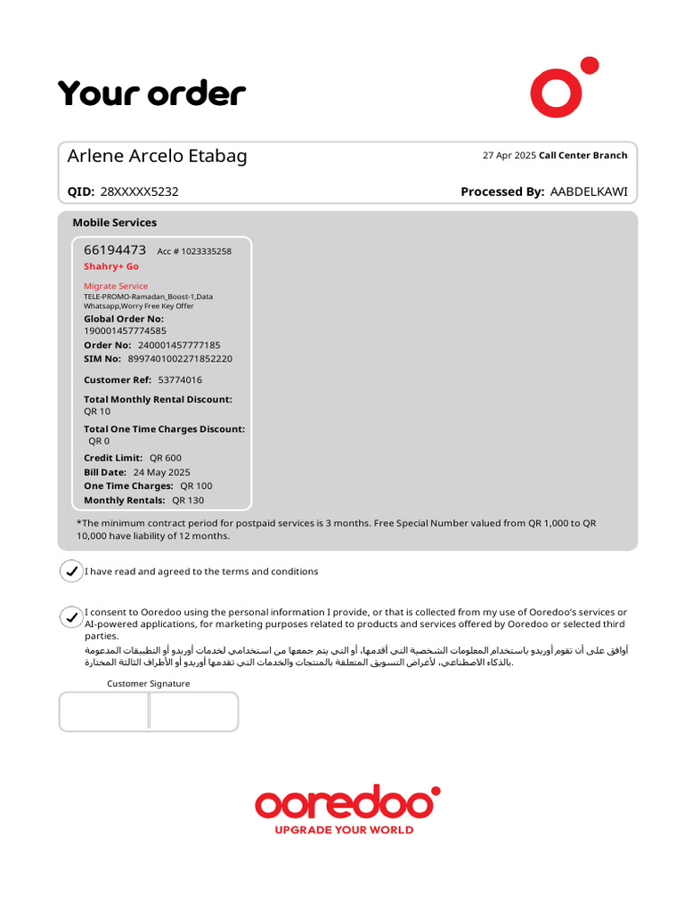 Call Center - Order - 53774016 - 27042025061703 | PDF | Credit Card | Fee