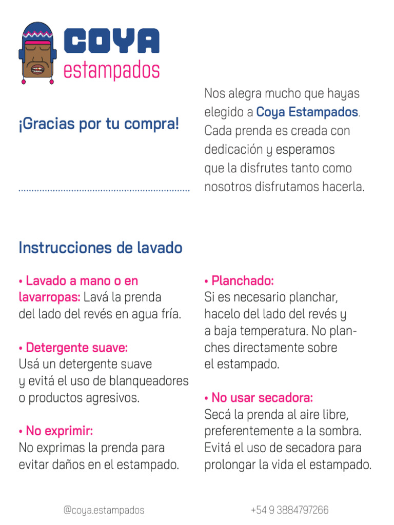 Instrucciones de Lavado | PDF