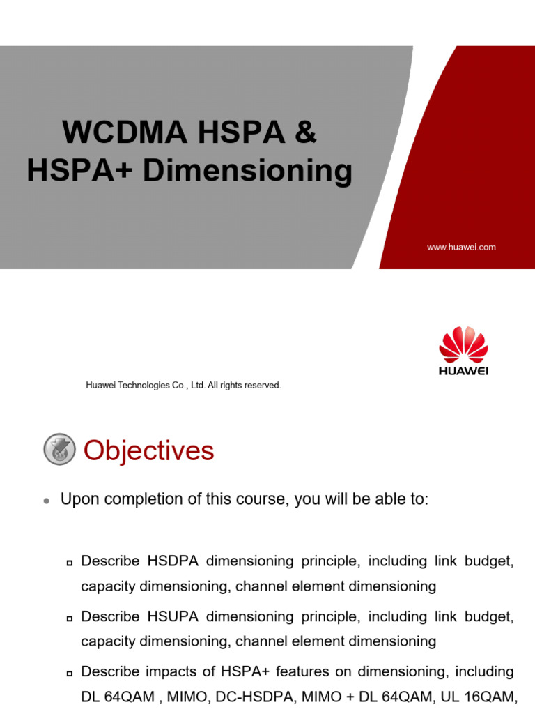 3 - Owp126010 Wcdma Hspa&Hspa+ Dimensioning Issue 1.01 Wom Colombia | PDF | High Speed Packet ...
