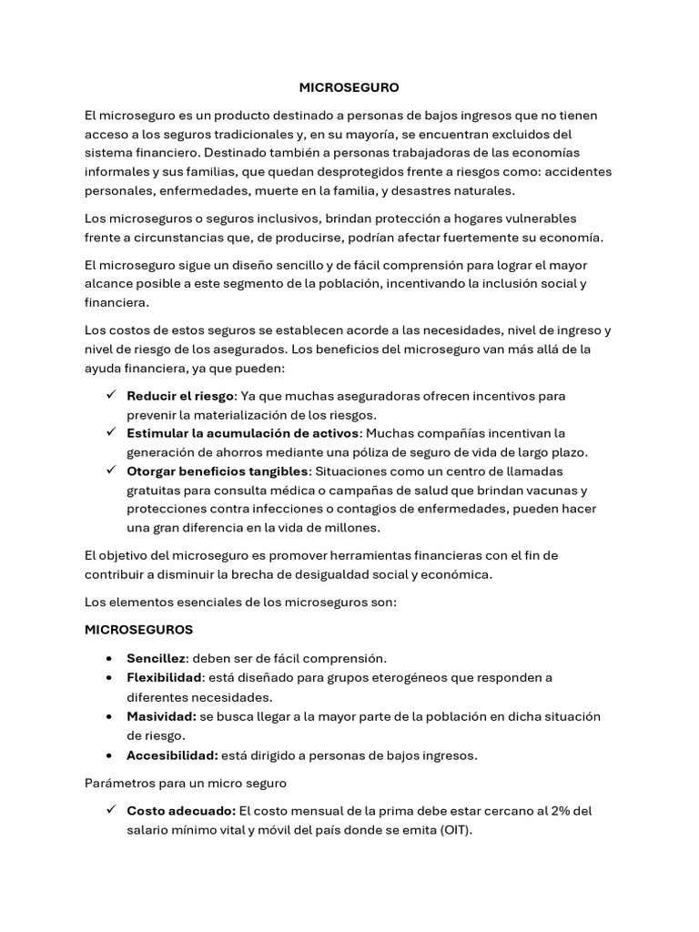 Micro Seguro | PDF | Póliza de seguros | Seguro