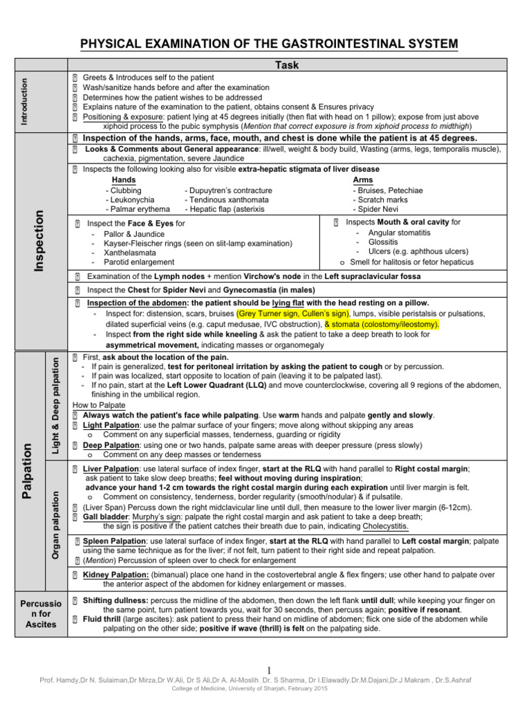 Abdominal Examination Checklist | PDF