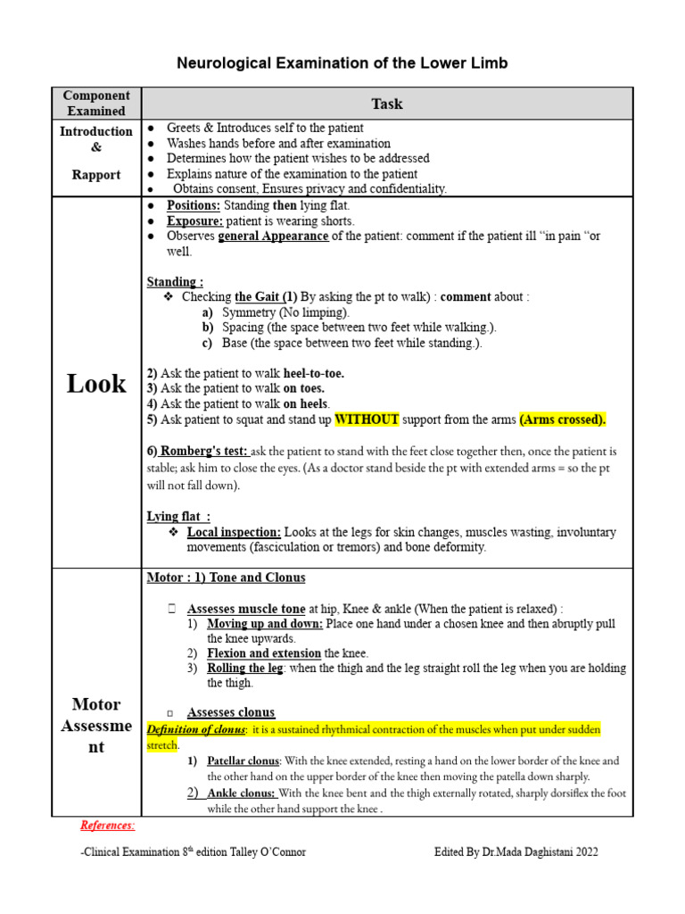 Neurological Examination of The Lower Limb | PDF | Anatomical Terms Of ...