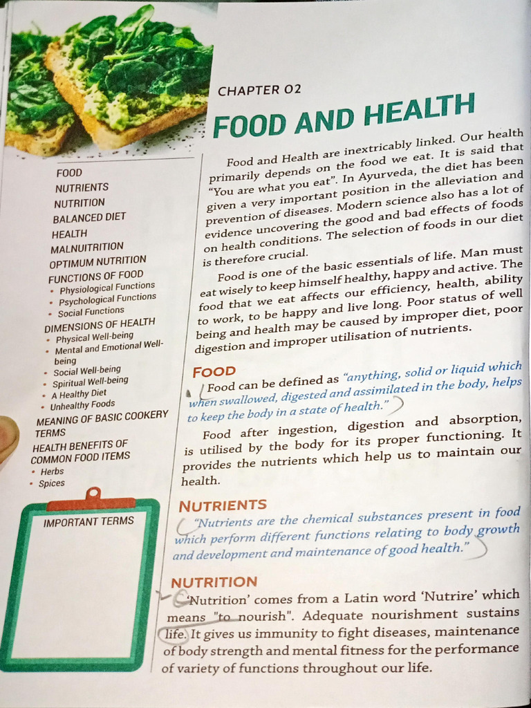 Home Science Ch-2 Food and Health | PDF
