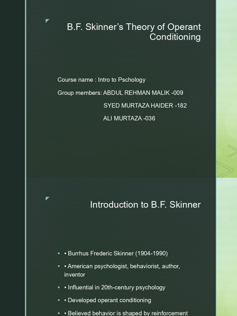 BF Skinner Operant Conditioning Presentation | PDF | Reinforcement | Behaviorism