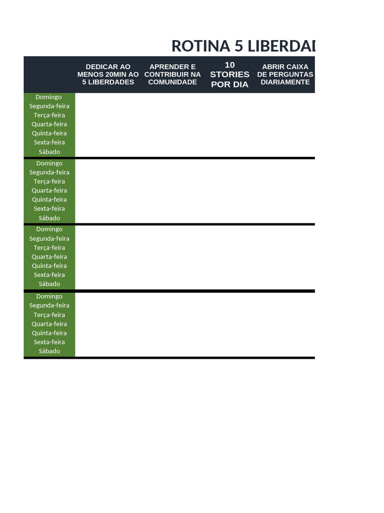 Rotina 5 Liberdades | PDF