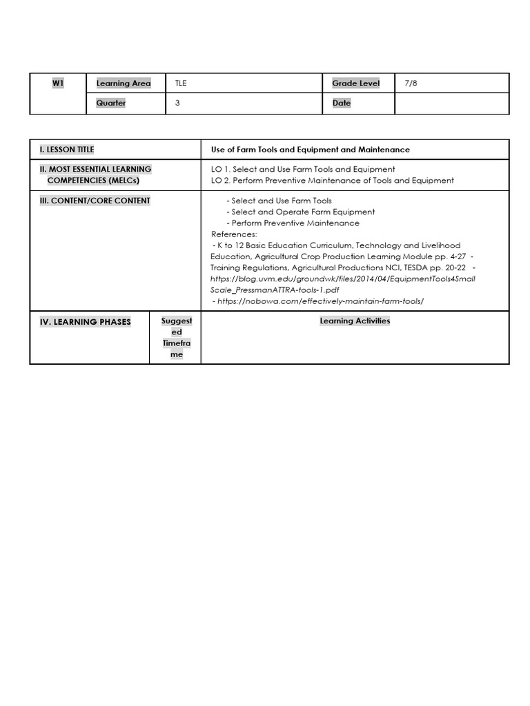 Week1 Tle Agricrop Leap G7 8 Pdf Knife Rust