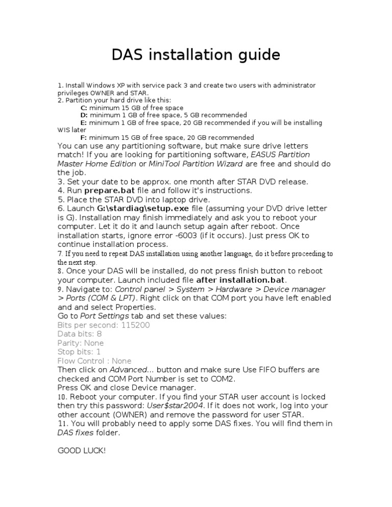 Das Installation Guide: Master Home Edition or Minitool Partition ...