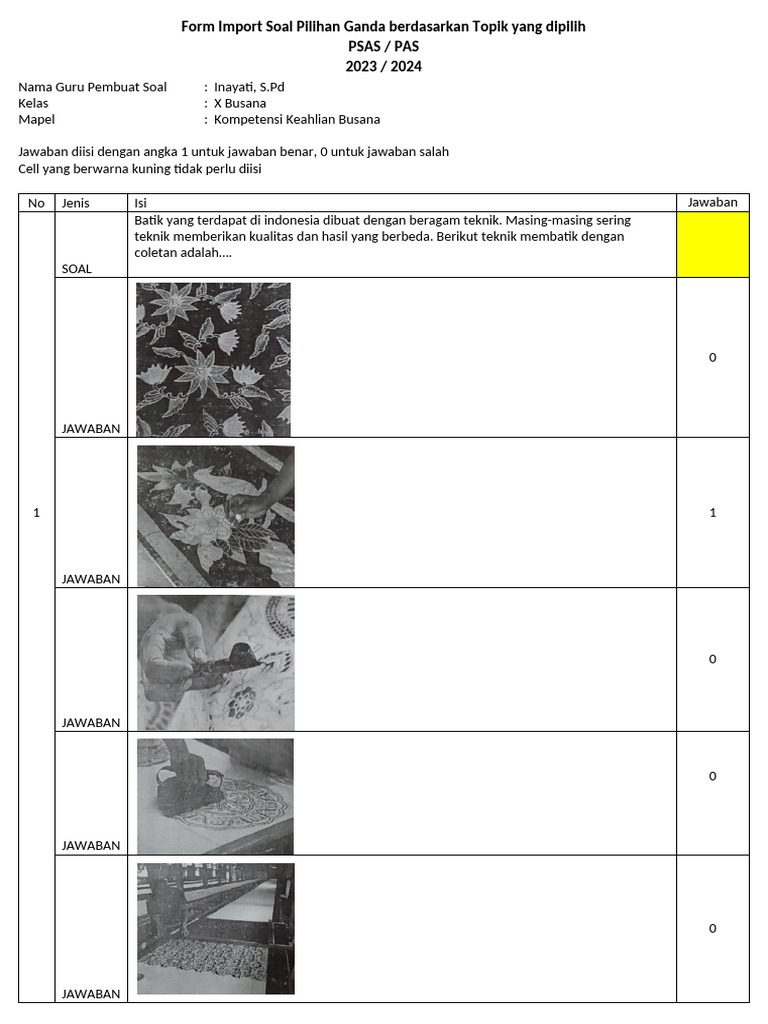 4. Soal Kompetensi Keahlian Busana_DPB | PDF