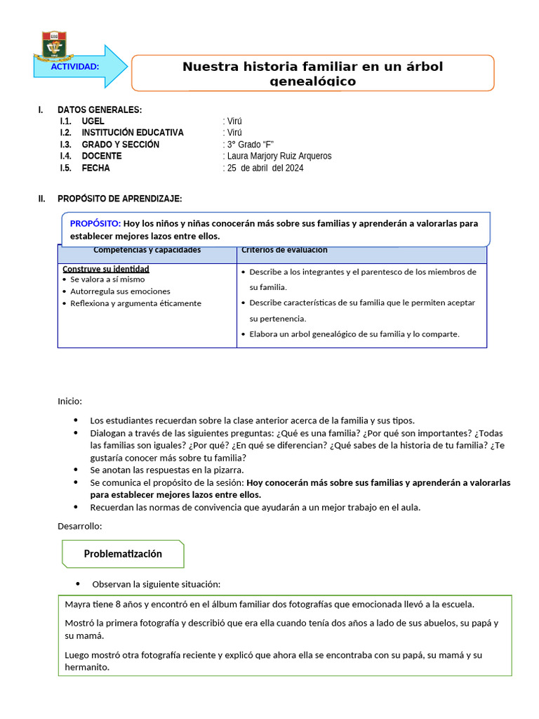 Sesion Historia Familiar - Arbol Genealogico | PDF | Cognición ...
