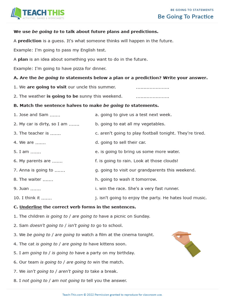 Be Going To: Future Plans Worksheet | PDF
