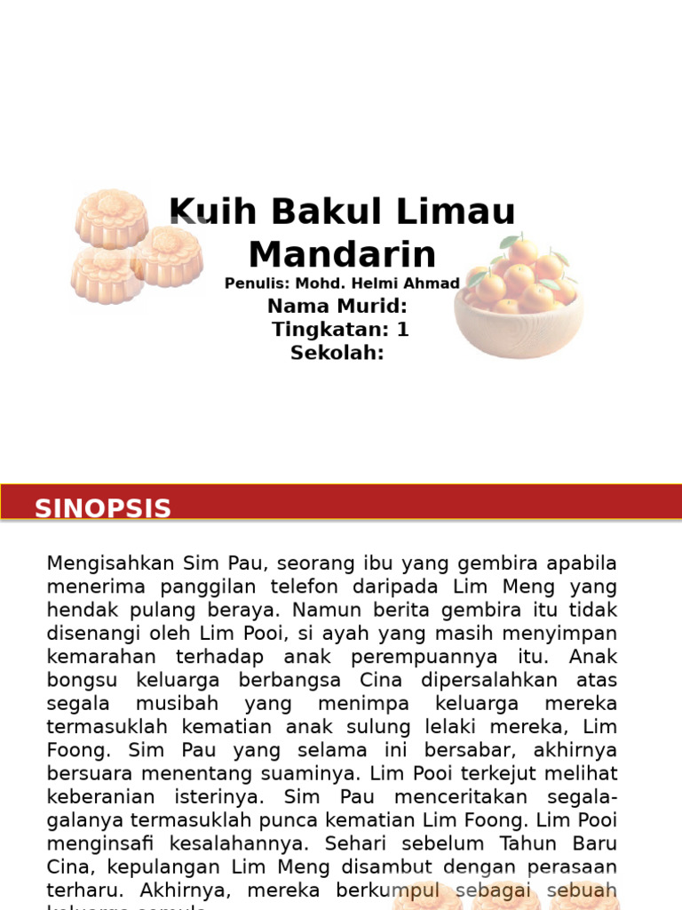 Sinopsis Cerpen Kuih Bakul Limau | PDF