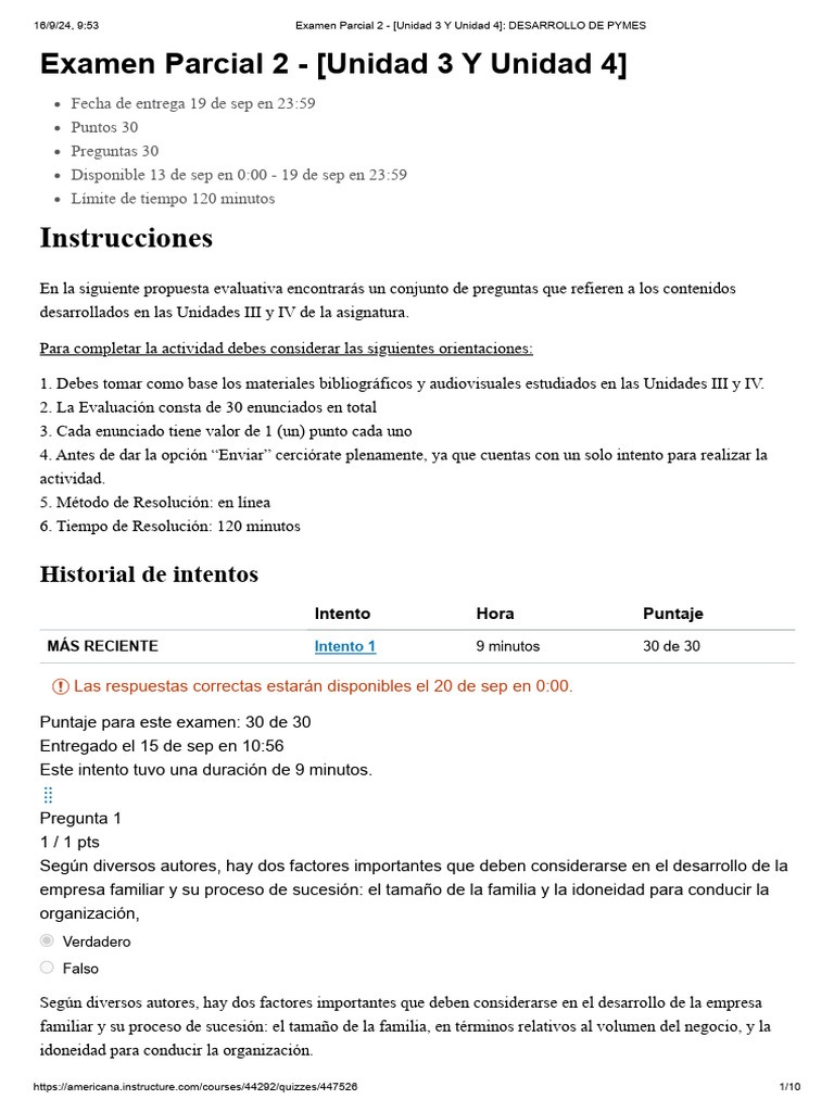 Examen Parcial 2 - (Unidad 3 y Unidad 4) - Desarrollo de Pymes | PDF | Business | Pequeñas y ...