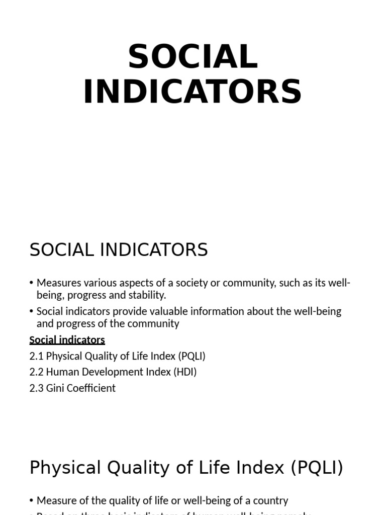 PQLI and Social Indicators Overview | PDF