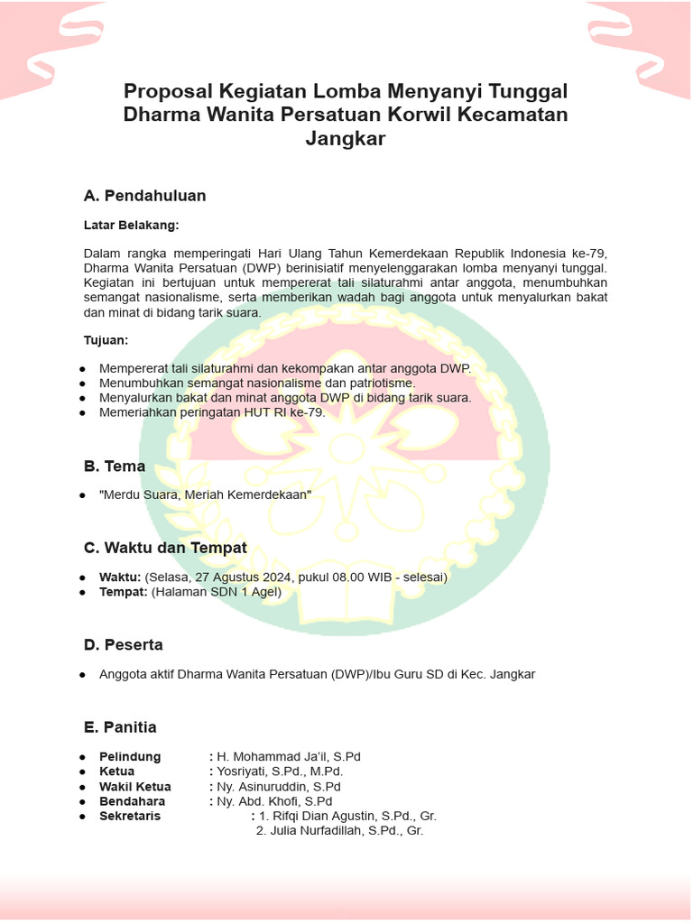 Proposal Kegiatan Hut Ri DWP Jangkar | PDF