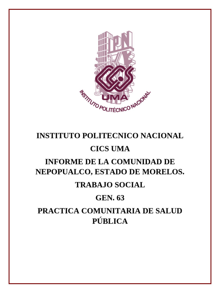 Ipn Informe Nepopualco | PDF | Comunidad | Higiene oral